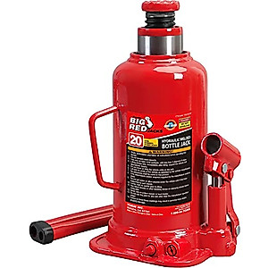 BIG RED T92003B Torin Hydraulic Welded Bottle Jack, 20 Ton (40,000 lb) Capacity, Red