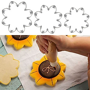 Sunflower Cookie Cutter Set-Size 3.8" 3.1" 2.6"-3 Piece-Cookie Cutters for You Are My Sunshine Baby Shower Birthday Party Decorations