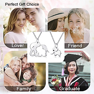 Cuoka Elephant Matching Necklace Sterling Silver Elephant Mother Daughter Pendant,Elephant Matching Jewelry for Women Mom