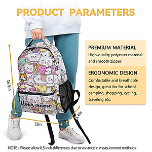 CUNEXTTIME Custom Cat Backpack for Girls Boys, 16 Inch Colorful Backpacks for School, Cute Lightweight Durable Bookbag for Kids