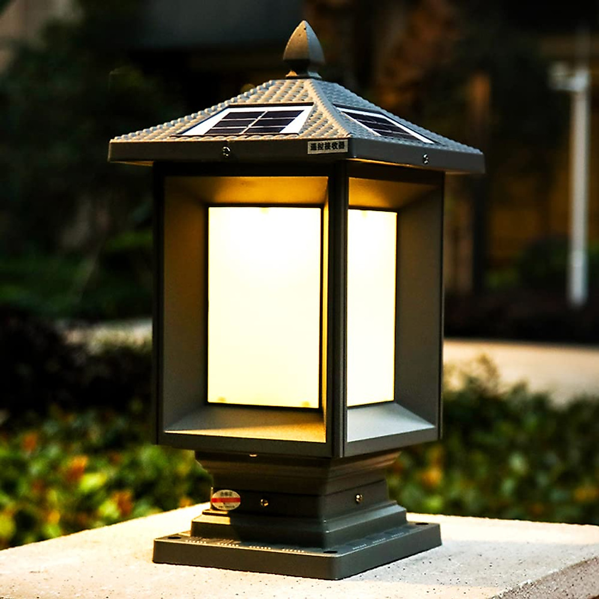 Codlyn Solar Fence Column Light Gate Pillar Waterproof Stigma Lamp Outdoor Garden Post Cap Light Garden Villa Railing Lawn Lamp Aluminum Decoration Lighting Fixtures, Black
