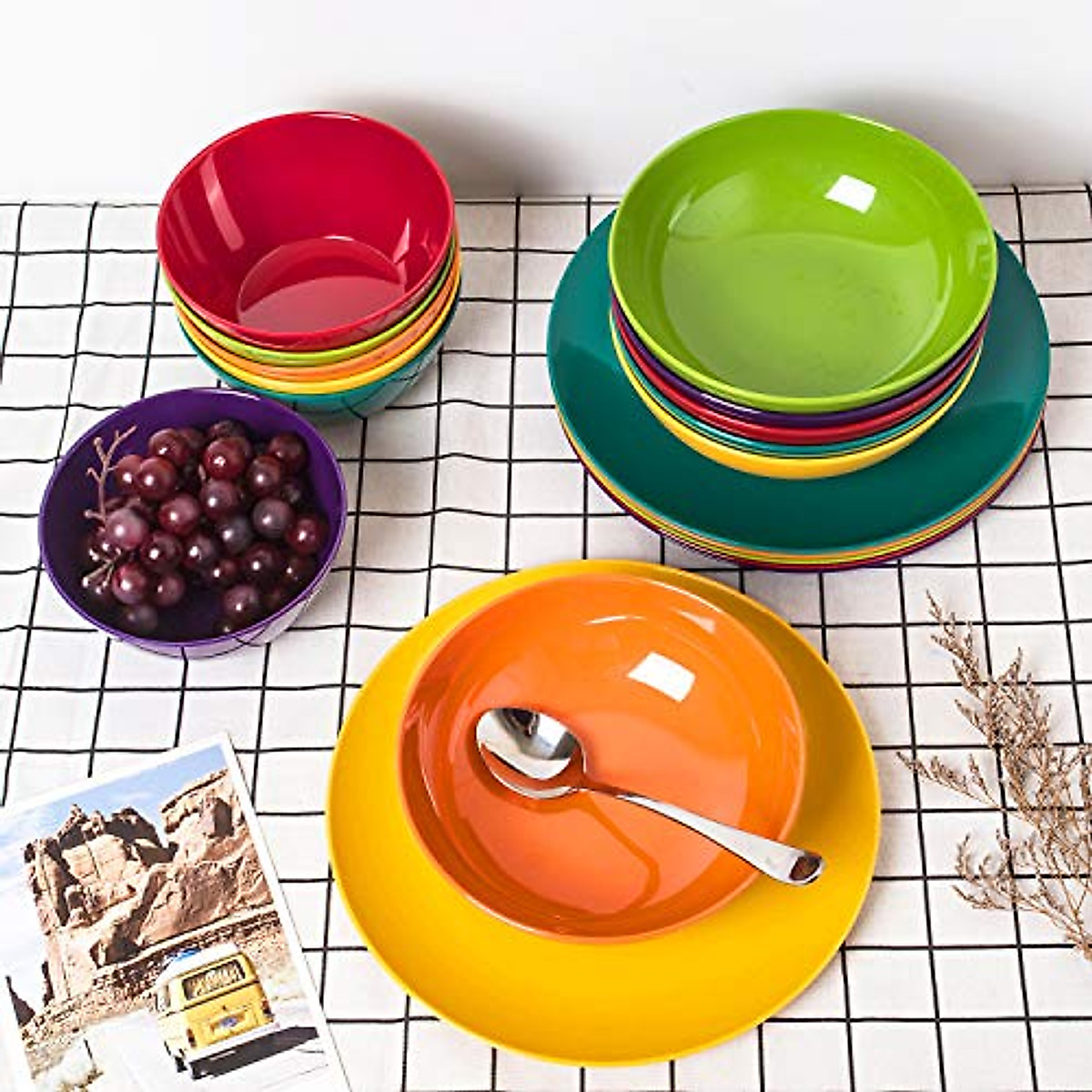 KOXIN-KARLU Melamine Bowls, 7.5-inch Pasta Bowls Salad Bowl, set of 6 in 6 Assorted Colors