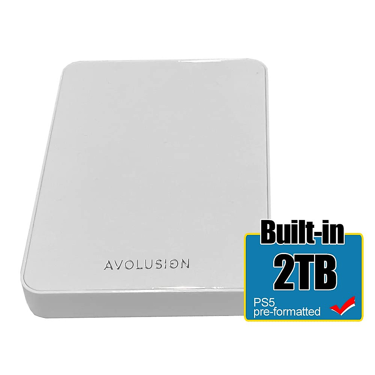 Avolusion Z1-S USB 3.0 Portable External Gaming Hard Drive - White (for PS5, Pre-Formatted) - 2 Year Warranty (2TB)