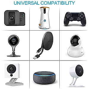 2 Pack 16.4FT Power Extension Cable for WyzeCam,WyzeCam Pan,KasaCam Indoor,NestCam Indoor, Blink,Amazon Cloud Cam, USB to Micro USB Durable Charging and Data Sync Cord (Black)