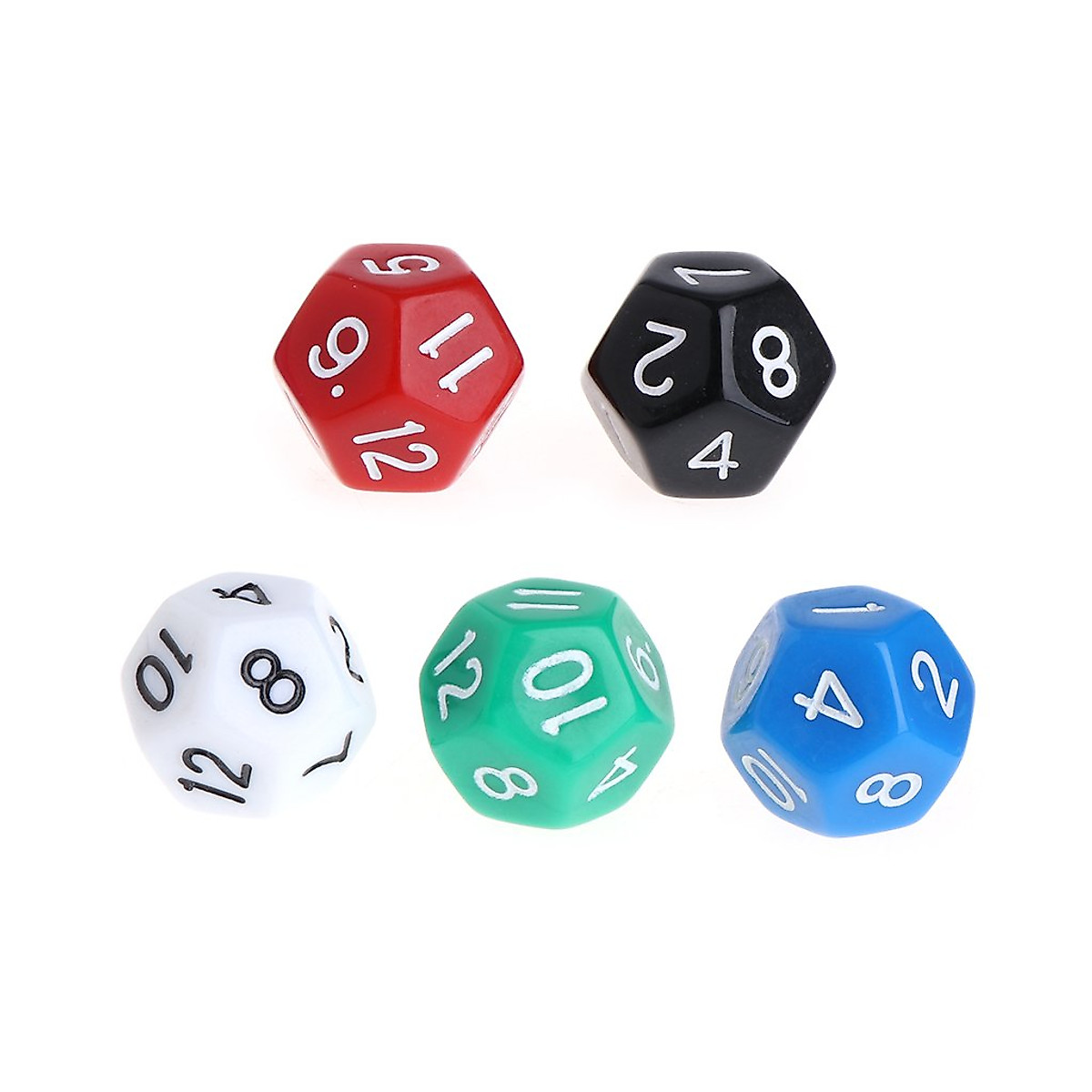 BUZHI 10pcs Portable 12 Sided Acrylic Number Dice Multicolor for Dungeon & Dragon Game Accessories Table Games Toy Supplies