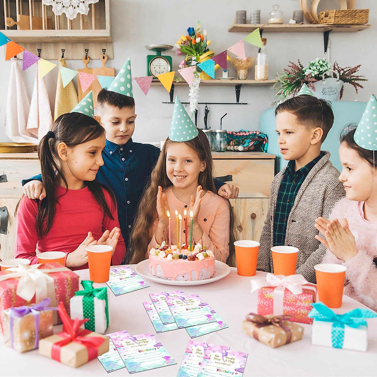 ISOVF 4" x 6" Jump Ballerina Birthday Party Invitation Cards With Envelopes (20 Sets) - Pink Dance Fill-In Style Party Invites- C20