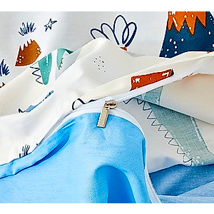 archers Kids Duvet Cover Set – Full, 4 pcs Include Reversible Duvet Cover, Fitted Sheet, 2 Pillowcases | 100% Cotton |Playful, Fun and Cozy Sheet Set | Dinosaur Print