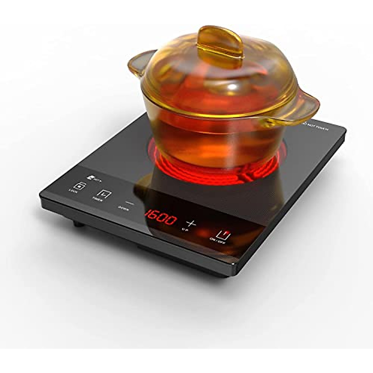 KOCONIC 1600W Single Burner,Electric Cooktop,Hot plate for cooking,Electric Stove With Timer and Touch Control,No Radiation to Protect Family Health Grey…