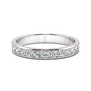 14K White Gold Moissanite by Charles & Colvard 2.2mm Round Wedding Band-size 7.5 0.64cttw DEW