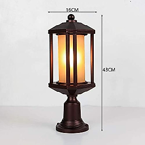 MODEBHD Traditional European Victoria Retro Post Pillar Lantern Glass Shade Waterproof IP44 Outdoor Column Lamps Antirust Aluminum Villa Garden Swimming Pool Fence Landscape Lighting E27