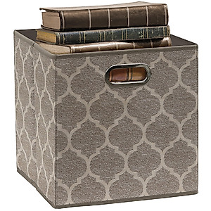 Simple Houseware 6 Pack Printing Fabric Cube Storage Bin with Handle, Beige