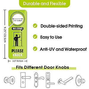 3 Pack Do Not Disturb Door Hanger Sign, Please Knock Sign for Bedroom Door Sukh Shh Baby Sleeping Door Sign for Hotel, Offices, Home Plastic PVC