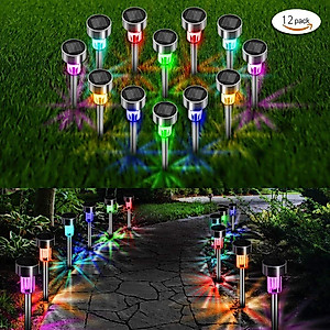 Solar Projection Colorful Lights, Landscape Lawn Garden Led Solar Lights, In-Ground Projection Solar Outdoor Garden Lights (RGB Colorful, Stainless Steel Lawn lamp pcs)