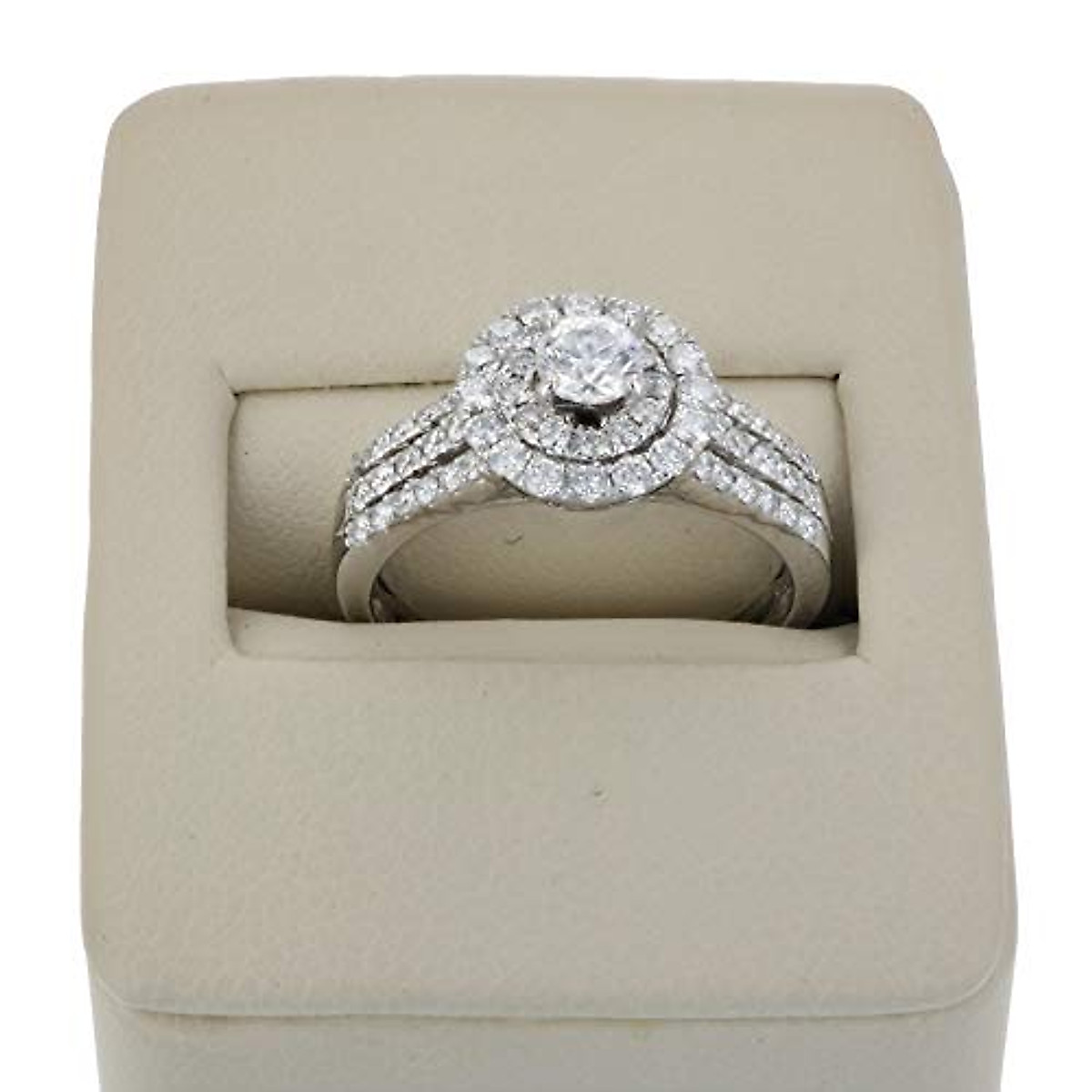 Vir Jewels 1 cttw Diamond Engagement Ring 14K White Gold Halo Style Round Bridal Wedding Size 7