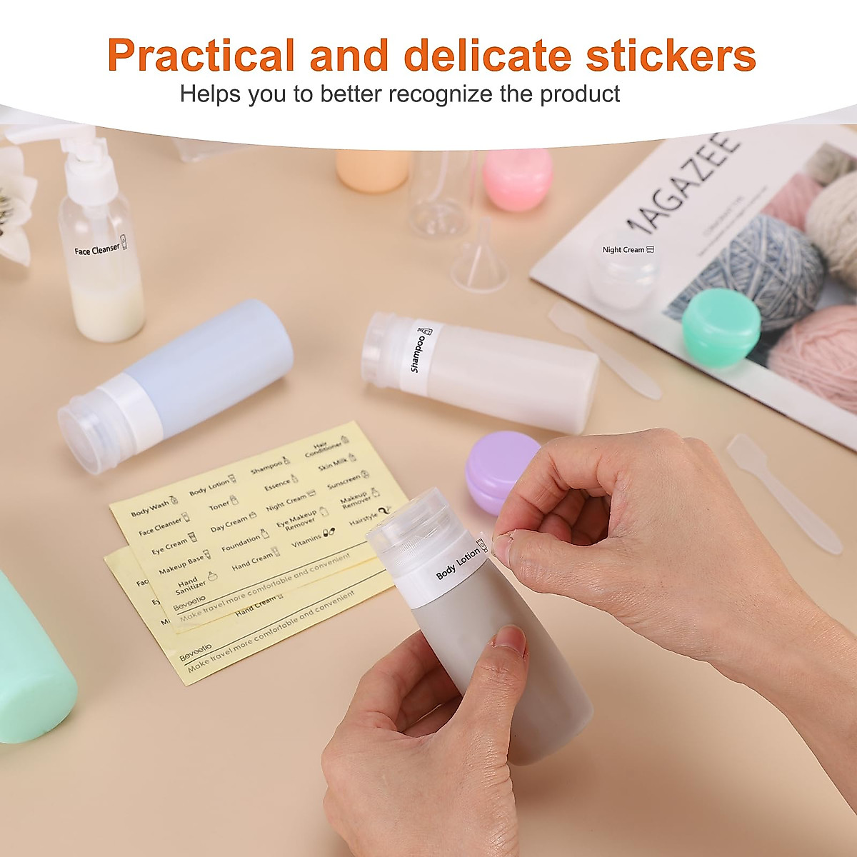 Beveetio Travel Bottles TSA Approved 15 Pack,2.9oz Silicone Refillable Size Containers, BPA Free Travel Tubes Toiletries for Cosmetic Shampoo Cream Conditioner Lotion Soap（2.9 OZ Multicolor）