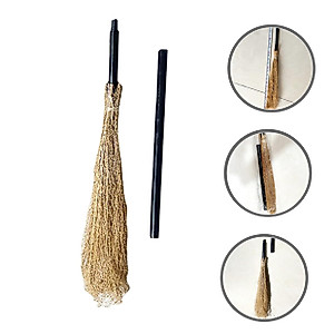 LALADEFIEE Masquerade Witch Broom Halloween Witch Besom Prom Props Halloween Besom for Decor Wizard Broomstick Halloween Costume Halloween Home Decor Broom Prop Toy Broom Ornament Wooden
