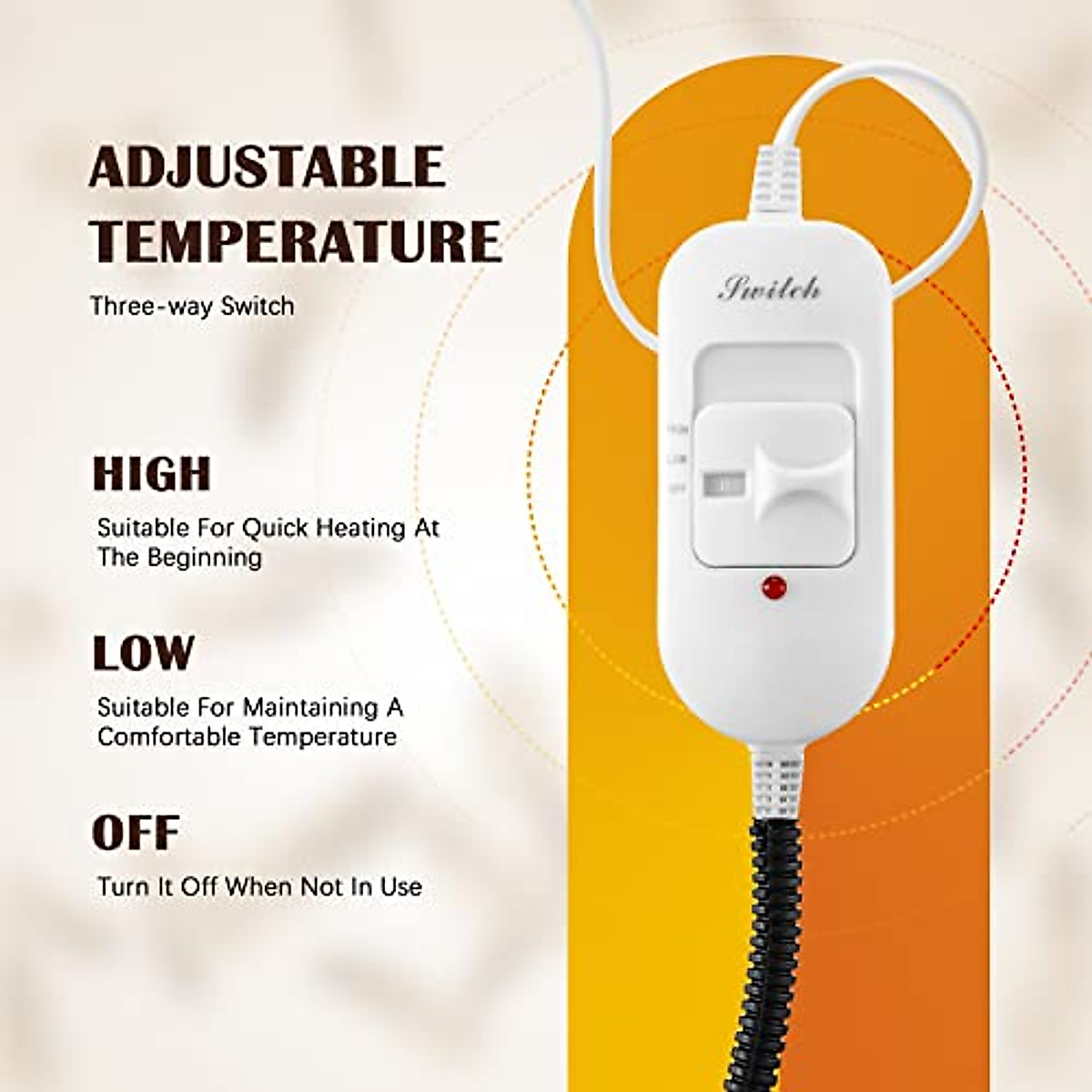 Chicken Heating Pad Chicken Coop Heater 110V Power 20W Electric Heating Mat Heated Bed Adjustable Heated Pad Blankets Warming Bed Mats with Chew Resistant Cord for Chicken Pet Supplies