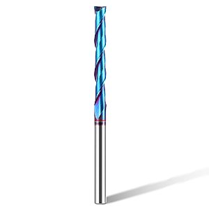 HQMaster Extra Long Spiral Router Bit 1/4 Inch Shank Solid Carbide CNC Router Bit with Nano Blue Coating End Mill for Wood Cut, Carving