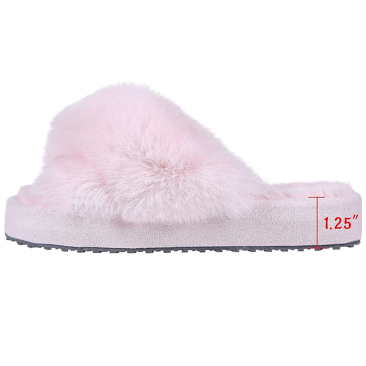 Girl's Soft Plush Lightweight House Slippers Non Slip Cross Band Slip on Open Toe Cozy Indoor Outdoor Slippers PK33 Pink
