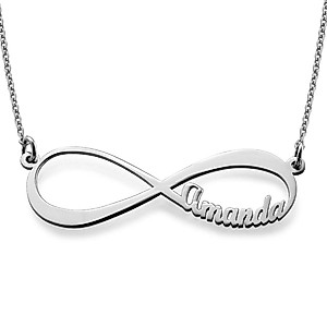 Couples Infinity Pendant Name Necklace in Sterling Silver - Custom Made with Any Name! Endless Love