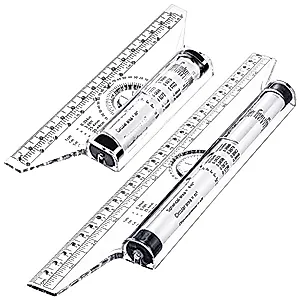 2 Pieces Plastic Measuring Rolling Ruler, Drawing Roller Ruler, Parallel Ruler, Multifunctional Drawing Design Ruler for Measuring, Drafting, Student, School and Office (6 Inch, 12 Inch)