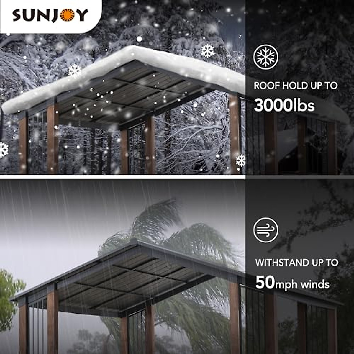 Sunjoy 11 x 13 ft. Hardtop Gazebo Outdoor Cedar Frame Wood Gazebo with Black Steel Hardtop Roof for Patio, Garden, Backyard, and Lawn Activities by SummerCove