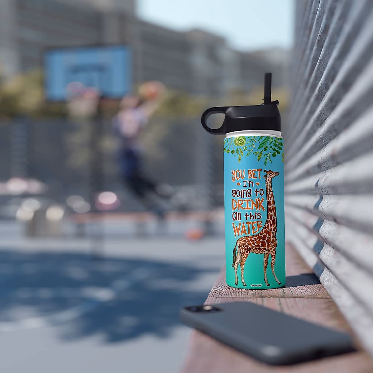 wowcugi Personalized Giraffe Water Bottle Reminder Insulated Stainless Steel Sports Travel Coffee Bottles 12oz 18oz 32oz Back To School Birthday Christmas Custom Gifts for Women Kids Animal Lovers