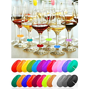 Maitys 24 Pieces Wine Glass Charms Markers Silicone Drink Markers for Wine Glass Champagne Flutes Cocktails, Martinis,Stem Glasses Tasting Party Christmas New Year Party