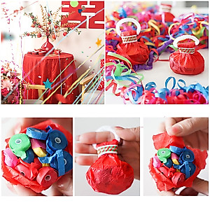 SquEqu 10 Pack Hand Throw Streamers Poppers Confetti Easy Clean Up Colorful Pop Out Streamer for Engagement Wedding Birthday Party Celebration Graduation