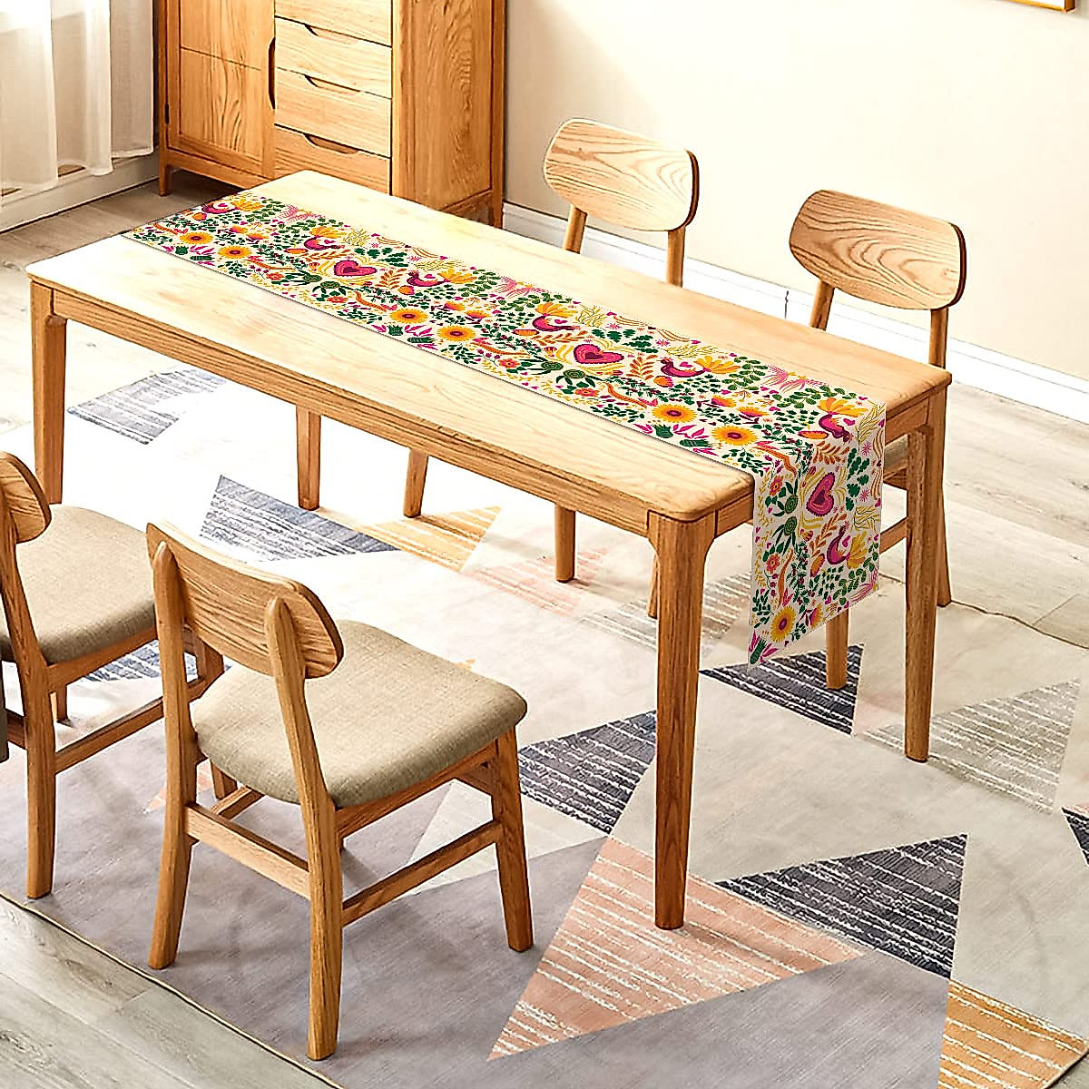 Sunwer Mexican Fiesta Table Runner Mexico Dia De Los Muertos Decoration Cinco De Mayo Party Supply Home Kitchen Dining Room Decor(13" x 72")