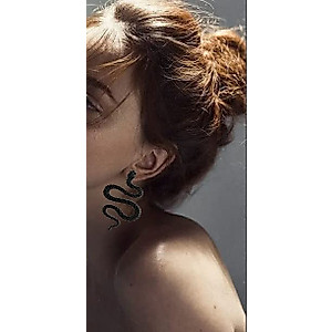 Halloween Eygption Snake Earrings Vintage Long Serpent Dangle Earrings Snake Animal Thanksgiving Jewelry Gift (D：black)