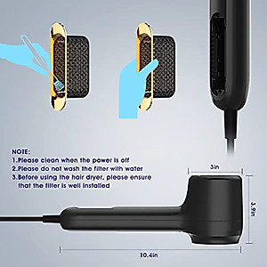 Hair Dryer, Negative Ionic Blow Dryer with 110, 000 RPM Brushless Motor for Fast Drying, Low Noise, High-Speed Hairdryer with 2 Nozzles, a Handbag, for Home, Salon Black