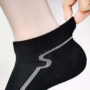 BERING Men's Performance Athletic Ankle Running Socks, Black, Size 9-12, 6 Pairs