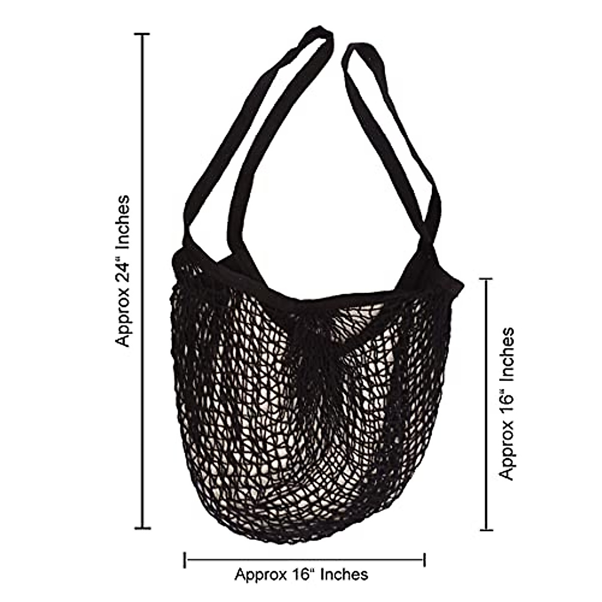 Reusable Long Handle Grocery Bags, Fruit and Vegetable Shoulder Bag, Washable Cotton Mesh String Organizer Shopping Handbags