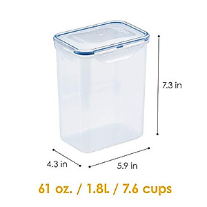 LocknLock Easy Essentials Airtight Rectangular Tall Food Storage Container 7.61 Cup, 4 Piece, Clear