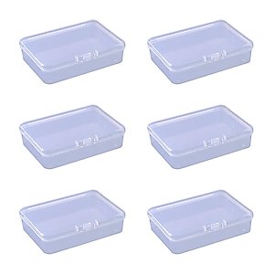 ccHuDE 6 Pcs Mini Plastic Storage Containers Clear Rectangle Boxes Small Empty Cases Transparent Beads Organizer Container with Lid for Collecting Small Items 8.5 x 6.1 x 2.5cm