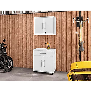 Manhattan Comfort Eiffel 2-Piece Storage Garage Set in White