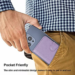 Bocasal for MagSafe Wallet Magnetic Card Holder, RFID Blocking Leather Card Slots for iPhone 14/13/12 Pro/Max/Plus, Adjustable Kickstand Flip Mag Safe Wallet (Purple)