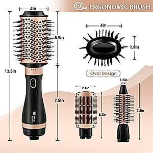 Hair Dryer Brush, Nicebay 4 in 1 Hot Air Brush for Straightening/Curling/Drying, One-Step Blow Dryer Brush & Volumizer with Ceramic Coating, 3 Temperature Settings, Detachable Design for Travel Salon