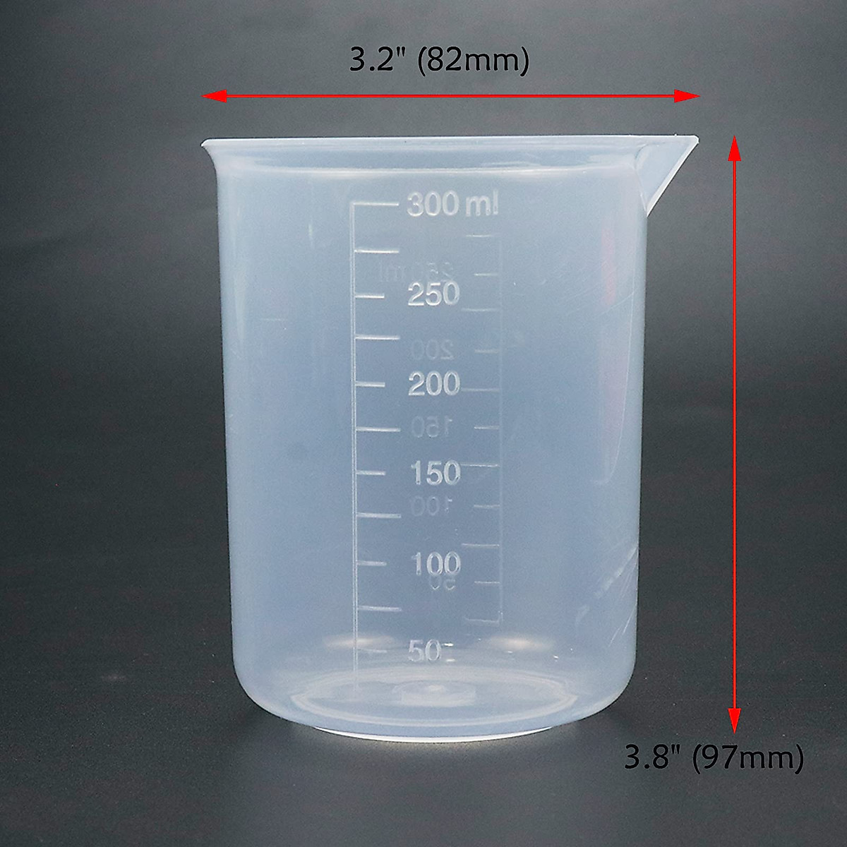 Antrader Kitchen PP Measuring Cup Scientific Plastic Graduated Beaker Transparent 250ml-300ml, 3-Pack