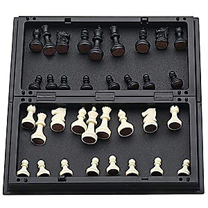 Combo Set - Digital Chess Timer Count Up/Down Chess Game Clock + 25x25cm Magnetic Folding Chess Board with Black & White Chess Pieces + Extra 2 Queens