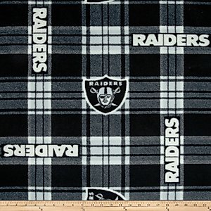 60" Wide FLEECE Raiders Plaid Black