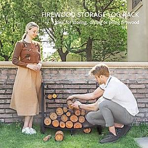 VIVOHOME 3ft Heavy Duty Indoor Outdoor Firewood Storage Log Rack with Kindling Holder