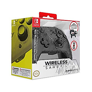PDP Gaming Faceoff Deluxe Wireless Switch Pro Controller - Black Camo / Camouflage - Officially Licensed by Nintendo - Customizable buttons, sticks, triggers, and paddles - Motion Sensing Controllers