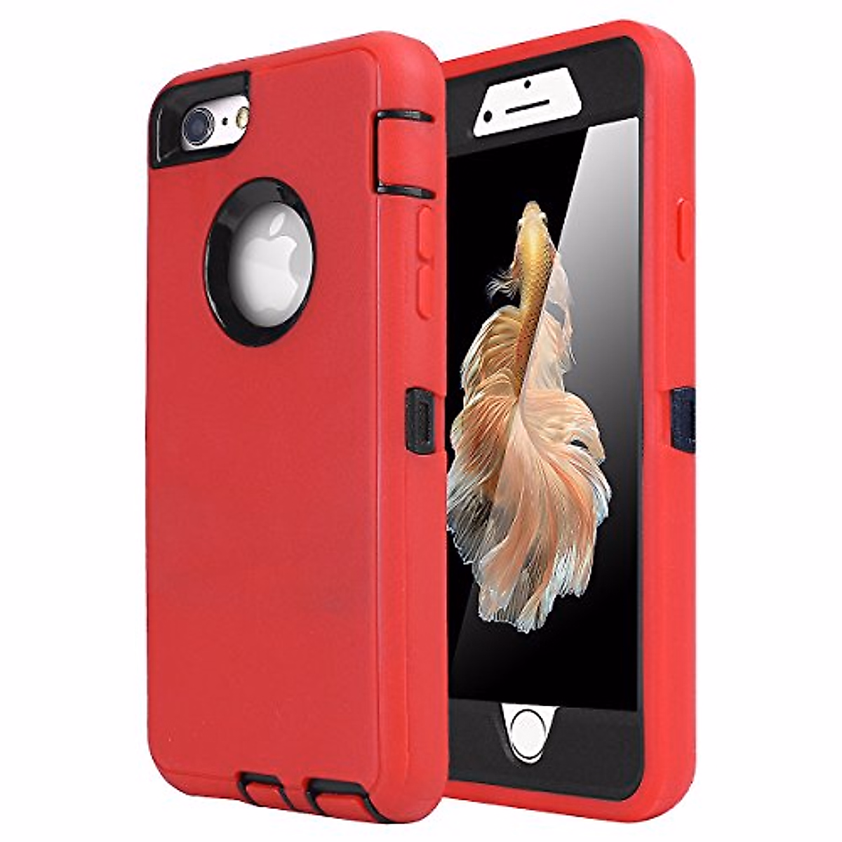 AICase iPhone 6 Case, iPhone 6S Case [Heavy Duty] Built-in Screen Protector Tough 3 in 1 Rugged Shorkproof Cover for Apple iPhone 6/6S (Black/Red)