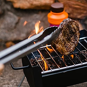 HLCM 15" Long Handle Grill Tongs - Non-Stick Stainless Steel Tongs, Barbecue tongs with Locking, BPA free, Great for grilling, flipping food, cooking, frying and BBQ (2PCS)