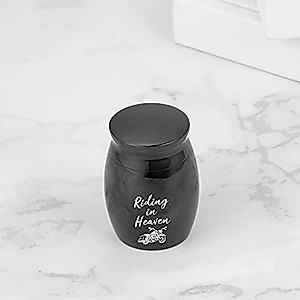 Riding in Heaven Small Keepsake Urns for Human Ashes Motorcycle Cremation Urns for Ashes Little urn Memorial Ashes Holder (Black)