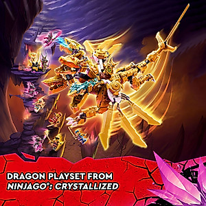 LEGO NINJAGO Lloyd’s Golden Ultra Dragon Toy for Kids, 71774 Large 4 Headed Action Figure with Blade Wings Plus 9 Minifigures