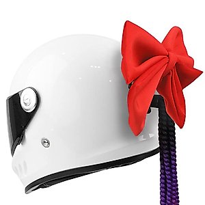 DCLINA Girls Cool Women's Motorcycle Helmet Men's Modular Flip up Visors Retro Full Face Helmets, DOT Approved Helmet, for ATV Moped Racing Crash Motocross, with Vent Holes/Braid/Bow