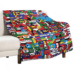 Woidxzxza Countryball Polandball World Map Throw Blanket Fuzzy Plush Fleece Blankets Soft Cozy Microfiber Flannel Blanket for Couch Sofa Bed Decor Travel Outdoor Gifts 60''X50''